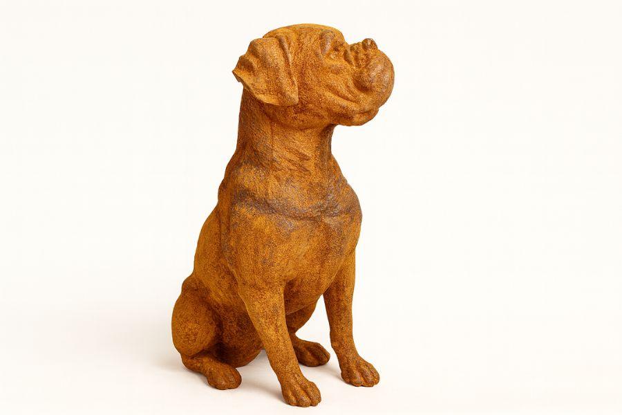 Cast Iron Boxer Dog Statue - Round Wood of Mayfield