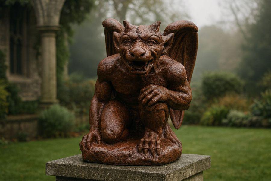 Cast Iron Kneeling Gargoyle Statue - Round Wood of Mayfield